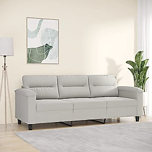 vidaXL 3-Seater Sofa Light Gray 70.9" Microfiber Fabric