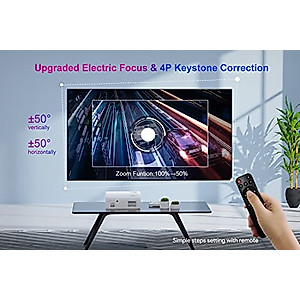 [Electric-Focus] Projector 5G WiFi and 5.1 Bluetooth 4K-Support:480 ANSI Native 1080P 18000L 400'' ONOAYO Outdoor Portable Projector, ±50°4P/4D Keystone&50% Zoom, Full Sealed Optical Home Projector