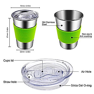 Vayugo Kids Cups with Lids and Straws, 5 Pack Stainless Steel 12oz Spill Proof Toddler Tumblers, Unbreakable Drinking Sippy Cup Leak Proof Water Bottle Travel Mug for Children & Adults Indoor Outdoor