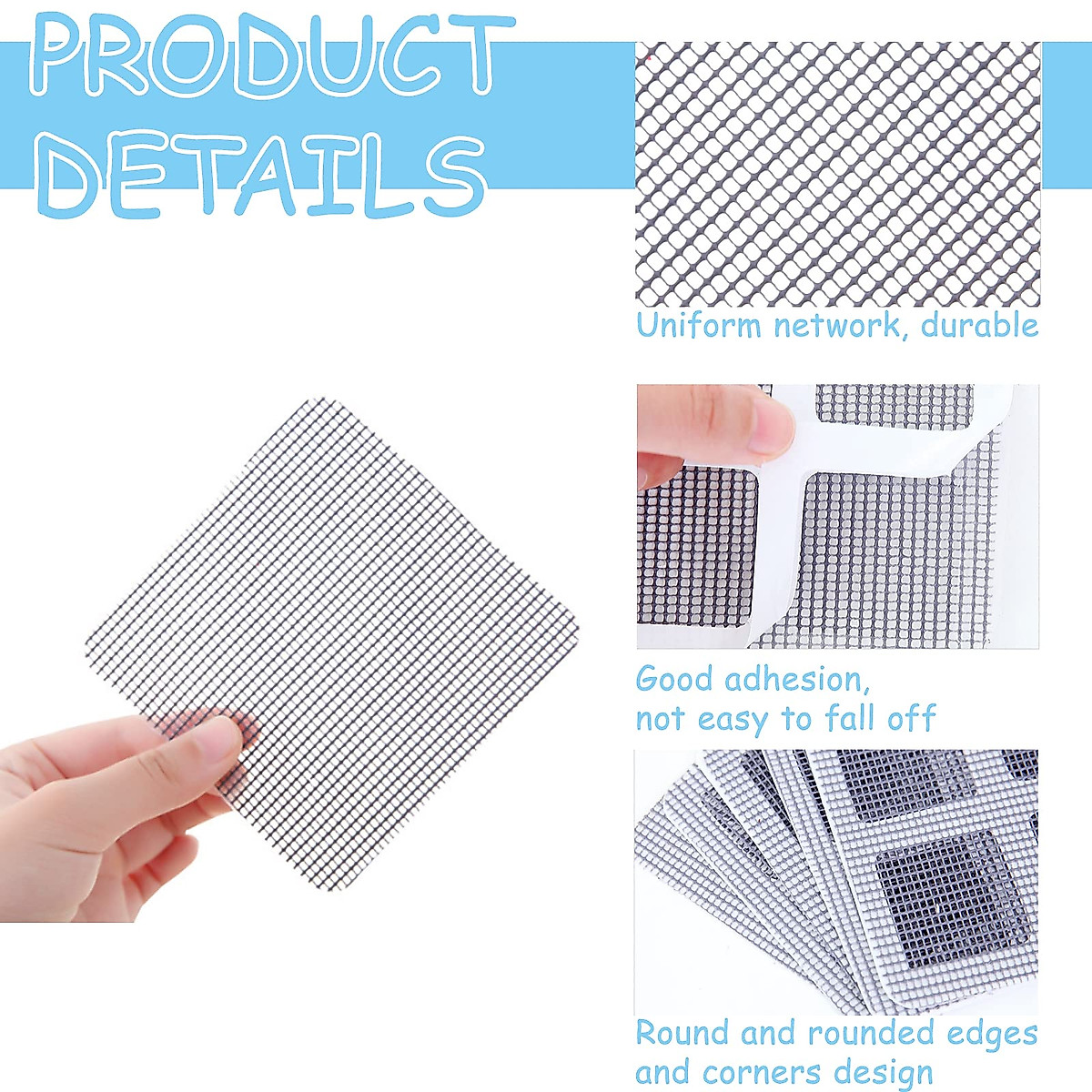 Wernagen Self Adhesive Window Screen Repair Patch Kit 12 Pieces of 2 Sizes Door Replacement for Quick Tent Mesh Cover Hole 4 ''x 4''