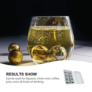 YARDWE 1 Set Stainless Steel Ice Pellets Round Ice Cube Whiskey Rocks Cocktails Ice Maker Beverage Cooling Stones Soccer Ice Cube Tray Round Cooler Stainless Ice Block Ice Cubes Ice Mold