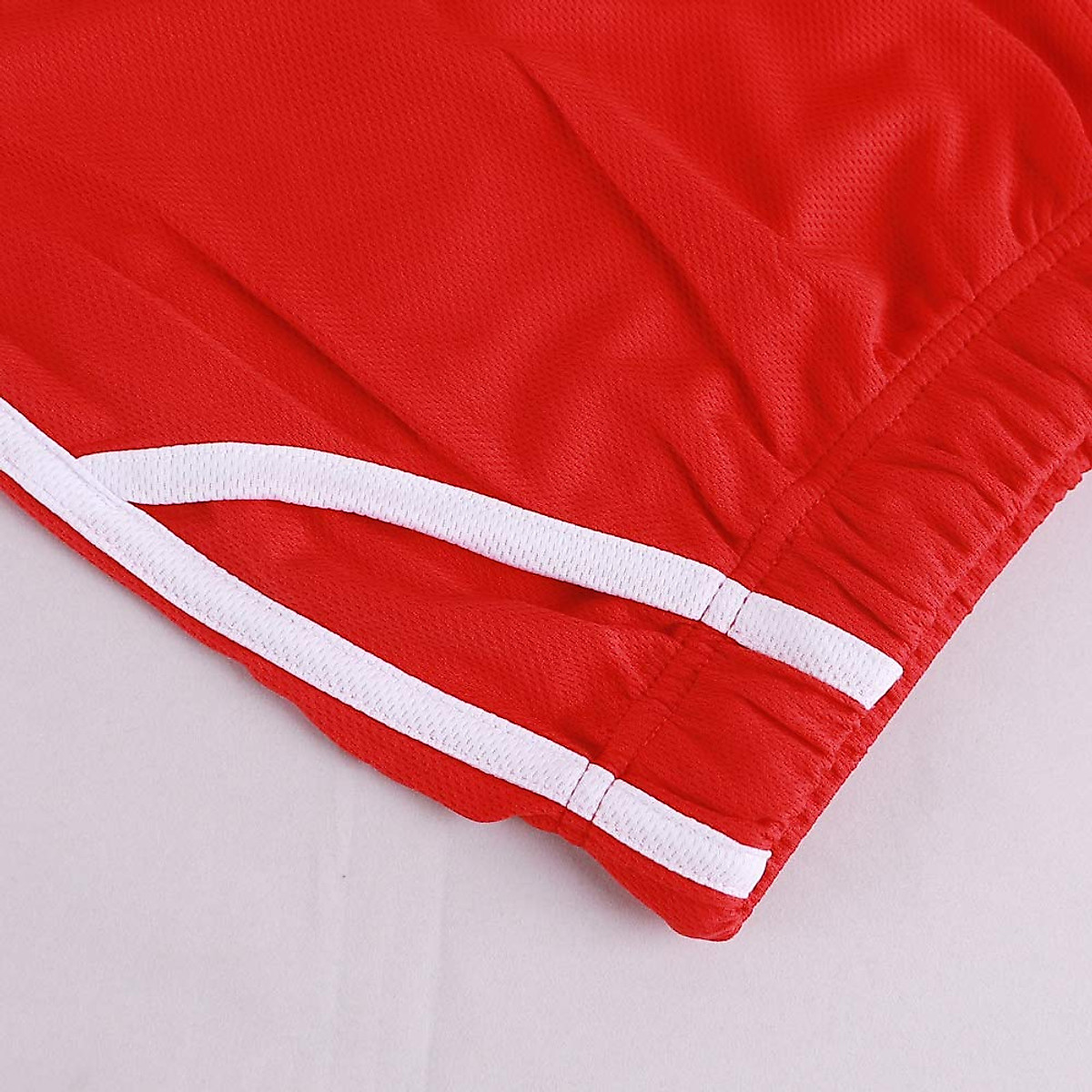 Men's Running Shorts Mesh Workout Bodybuilding Quick Dry Red L