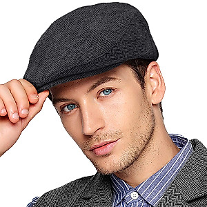 LADYBRO Flat Hat Caps for Men - Black Cabbie Hat Large XL Newsboy Hats Men Ivy Cap