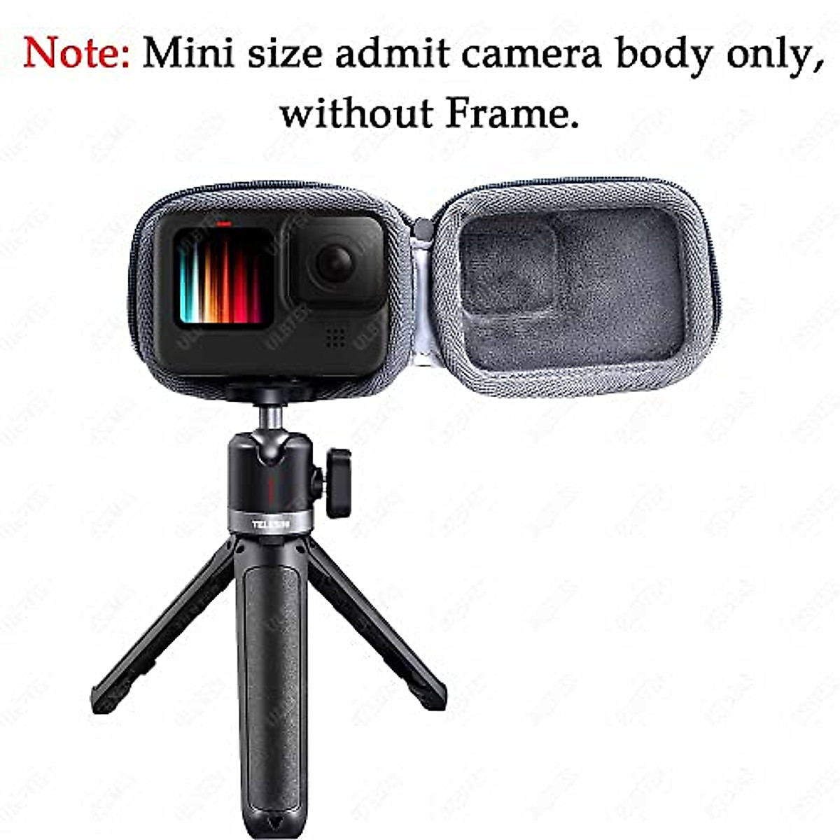 Compact Travel Case for GoPro Hero10 Hero11 Hero9 Camera Carry Travel Case Protective Carrying Grey Bag for Gopro Hero 11 10 9 Silicone Lens Cap Rubber Lens Cover Accessories