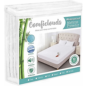 Queen Mattress Protector & King Size Cooling Waterproof Mattress Protector Pad Cover,Bamboo Terry Top Breathable Fitted Sheet Style Deep Pocket-Noiseless,Vinyl,PVC Free,Matressprotector King for Pets