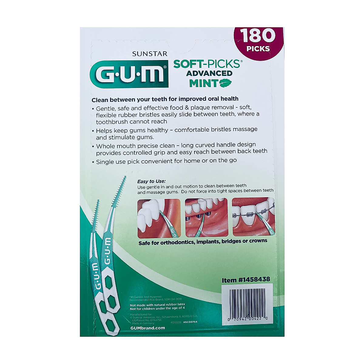 GUM SOFT PICKS MINT 180 PICKS
