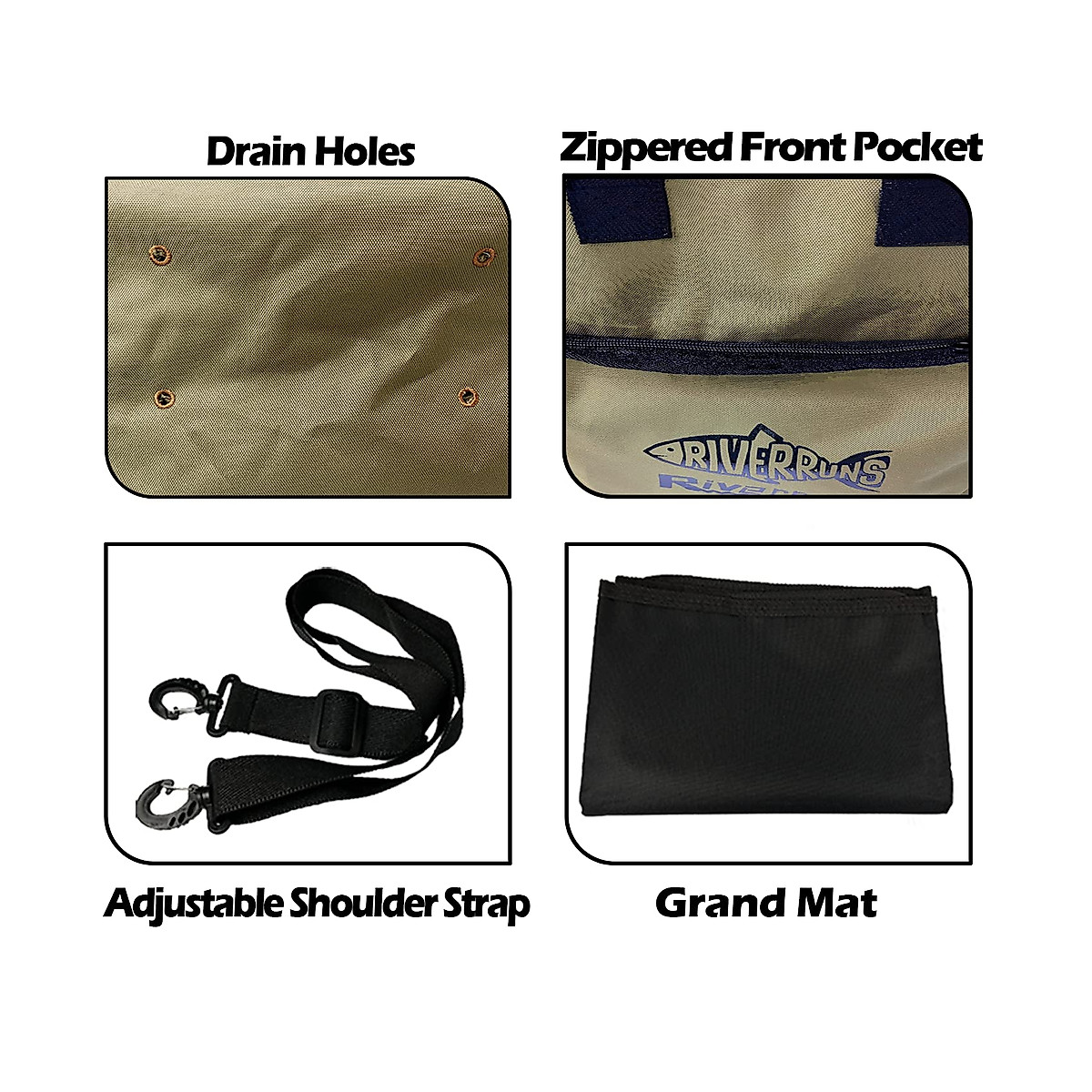 Riverruns Fishing Hunting Wader Bag with Vented Mesh, Waders Boots Bag, Fly Fishing Storage Bag for Fishing, Hiking, Camping (Khaki, XLarge 108L)