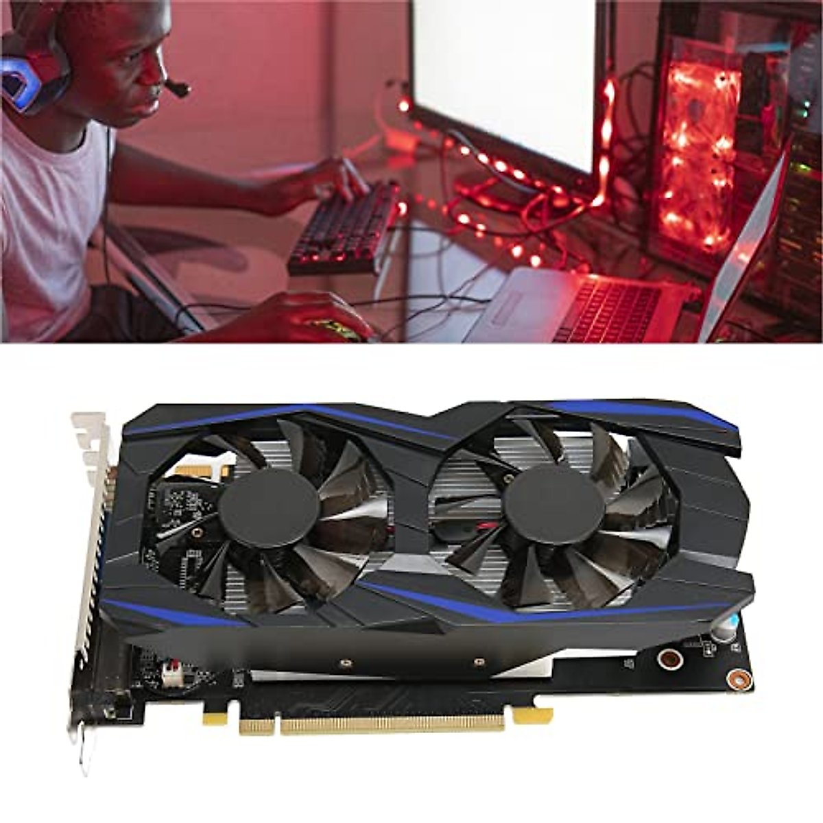 PUSOKEI GTX550Ti Graphics Card, 6GB 192BIT GDDR5 PCI E 2.0 Gaming Graphics Card, Support DirectX11, 3D Stereo Display, Dual Fan HD MI VGA DVI Graphics Card for Gaming PC