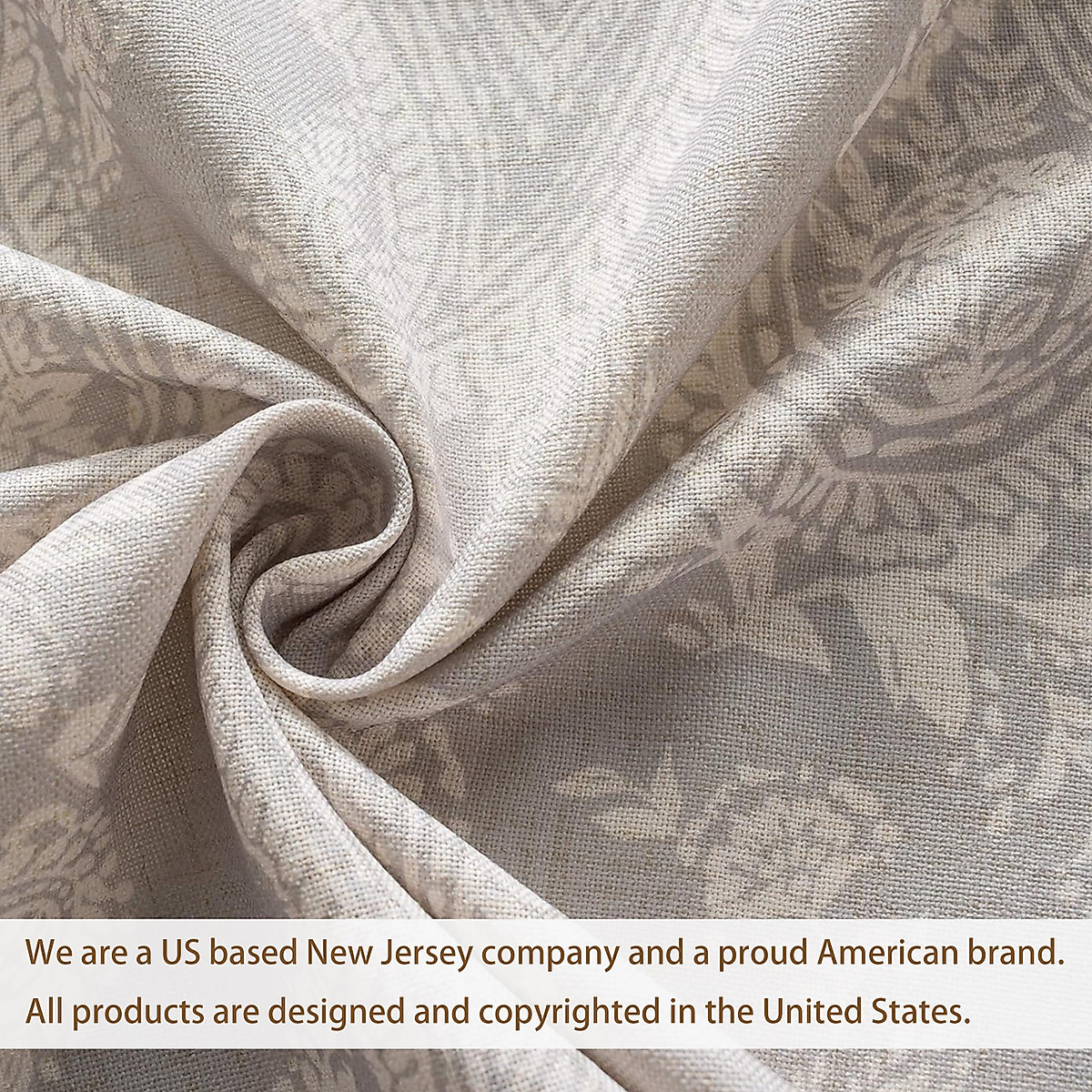 DriftAway Cathy Valance Linen Textured 2 Layers Farmhouse and Modern Rustic Linen Curtains Blackout Valance for Kitchen Living Room Paisley Block Print Single 52 Inch by 14 Inch Plus 2 Inch Gray