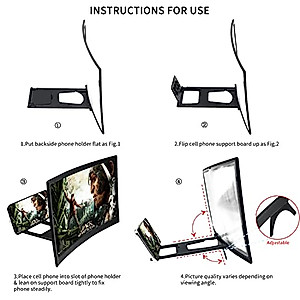 14 Inch Curved Screen Enlarger Amplifier 3D HD Cell Phone Holder Magnifying for Movies Videos and Gaming Compatible with All Smartphones
