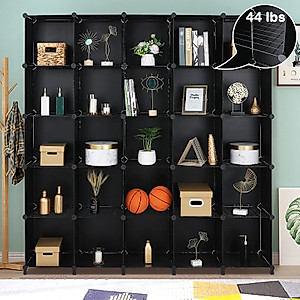 VINGLI Cube Storage Closet Organizer Storage Shelves 25 Cube Closet Cabinet Book Shelf Foldable Storage Clothes Organizer DIY Plastic Ideal for Living Room Office Bedroom