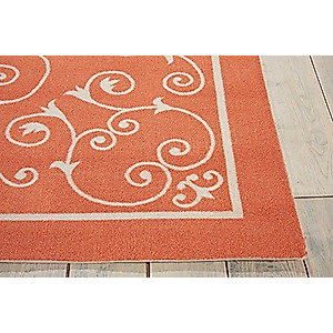 Nourison Home & Garden Indoor/Outdoor Orange 10' x 13' Area -Rug, Easy -Cleaning, Non Shedding, Bed Room, Living Room, Dining Room, Kitchen (10x13)
