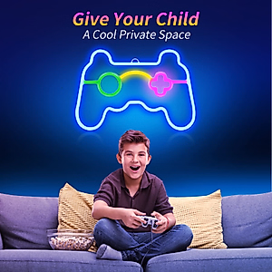 Game Neon Sign Gamepad Shape LED Neon Signs for Gamer Room Wall Bedroom Decor, Gamer Gifts Neon Lights for Boys Teen Gaming Zone Party Decoration