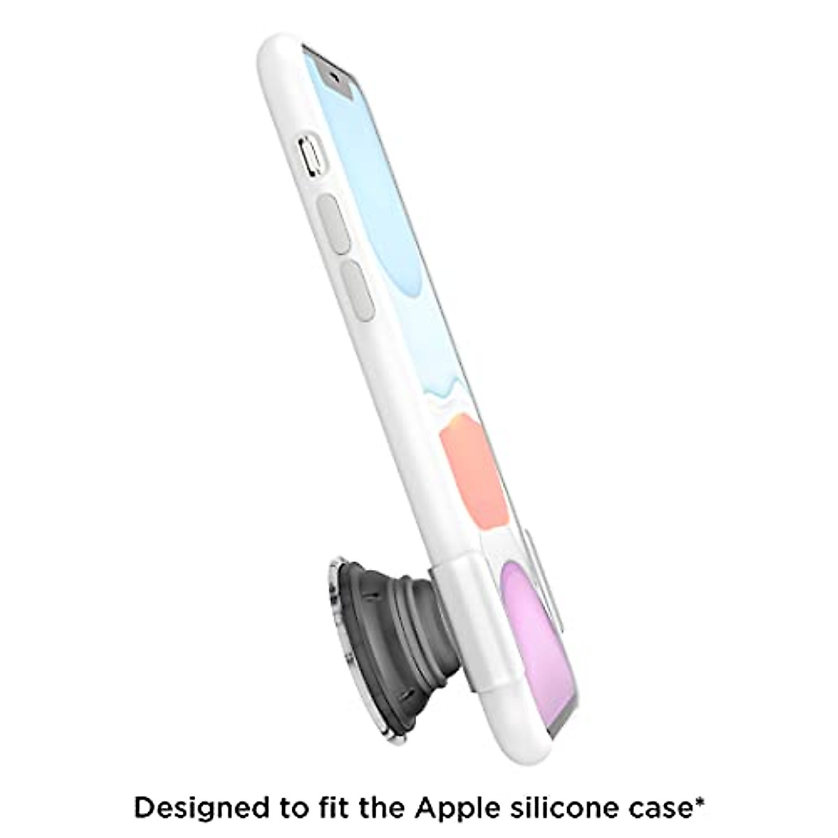 PopSockets Phone Grip Slide for Phones and Cases, Sliding Phone Grip with Expanding Kickstand, PopSlide for Apple Silicone Case, iPhone 11 Pro - Clear Day