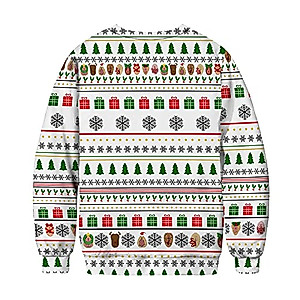 Mens Ugly Christmas Sweatshirt 3D Printed Graphic Sweatshirts Funny Top Crewneck Long Sleeve Holiday Pullover