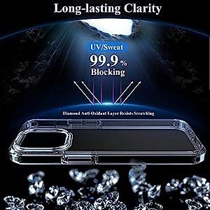 EWUONU iPhone 13 Pro Max Case, Crystal Clear [Anti-Yellowing] Case for iPhone 13 Pro Max 6.7 inch, with 2 Pack Tempered Glass Screen Protector, Slim Thin, Scratch Resistant, Full Body Protection