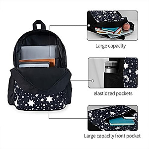 srufqsi Sun Moon And Stars Blue Black Sky Backpack Adjustable Shoulder Straps Bookbag Laptop Daypack For Office Library Shopping Climbing Yoga Beach