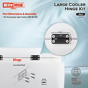 NeverBreak Parts - 3 Pack Black Igloo Cooler Hinges Replacement with Screws | High Strength Igloo Cooler Replacement Parts | Igloo Parts kit for ice chests