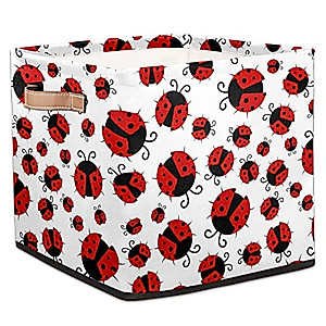 Animal Ladybugs Storage Cube Basket 13x13 Foldable Storage Organizer Container with Handle for Shelves Closet Bedroom Home Decor