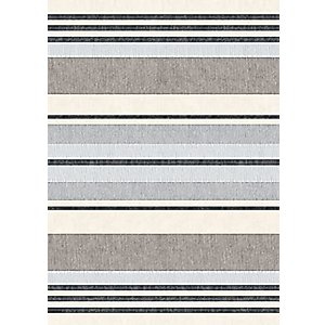 Studio M Floor Flair Broad Stripes - Cape Neutral Grey - 5 x 7 Ft Decorative Vinyl Rug - Non-Slip, Waterproof Floor Mat - Easy to Clean, Ultra Low Profile - Printed in The USA