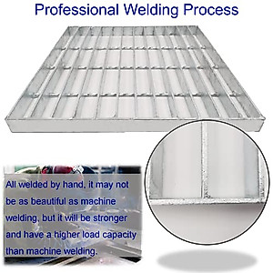 MOSINSBO Outdoor Drain Cover, 16x16 Galvanized Steel Drain Grate, B125 Class Sewer Grate, Durable Heavy Duty Channel Grate, Sliver Square Drainage Grate (15.4”x15.4”)