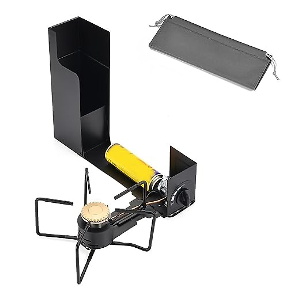 Folding Camping Cassette Stove Portable Camp Gases Burner Butane Stove 2400W with Electronic Ignition for Outdoor Cooking Picnic (Color : Black)