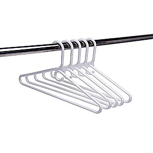 Quality White Hangers 30-Pack - Super Heavy Duty Plastic Clothes Hanger Multipack - Thick Strong Standard Closet Clothing Hangers with Hook for Scarves and Belts-17 inch Coat Hangers (White, 30)