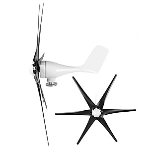 Wind Turbine Generator, Windmill Generator 800W Wind Turbine 6 Blade Wind Controller Turbine Generator Kit for Boats, Terraces, Cabins or Home(Black 24V)