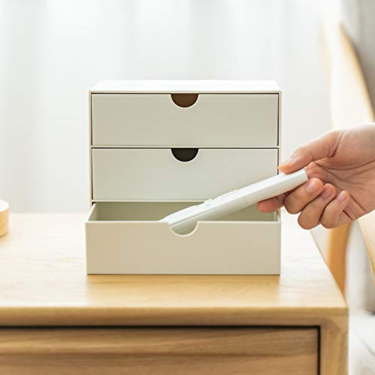 Lunmore 3-Drawer Vanity Organizer, Compact Storage Organization Drawers Set for Cosmetics, Dental Supplies, Bathroom, Dorm, Desk, Countertop, Office Mini Size