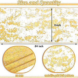 12 Pieces Gold Table Runner Metallic Thin Mesh Table Runner Roll 11 x 84 Inches Gold Table Decorations for Party Glitter Table Runner Rectangle Thin Table Cloths for Wedding Baby Shower Birthday