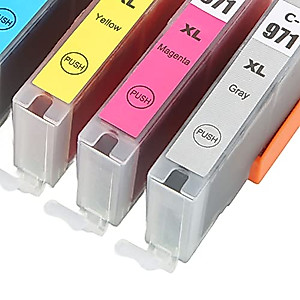 FTVOGUE 970‑971 Multi Colors Ink Cartridge Replacement Inkjet Printer Cartridges for PIXMA MG5790 MG5795 (BK BK C M Y GY 6 Colors)
