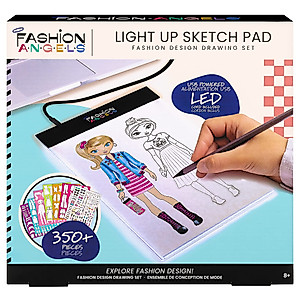 Fashion Angels Fashion Design Light Up Sketch Pad 12521, Light Up Tracing Pad, Includes USB, Ultra Thin Tablet, Includes Stencils and Stickers, Recommended for Ages 8 And Up