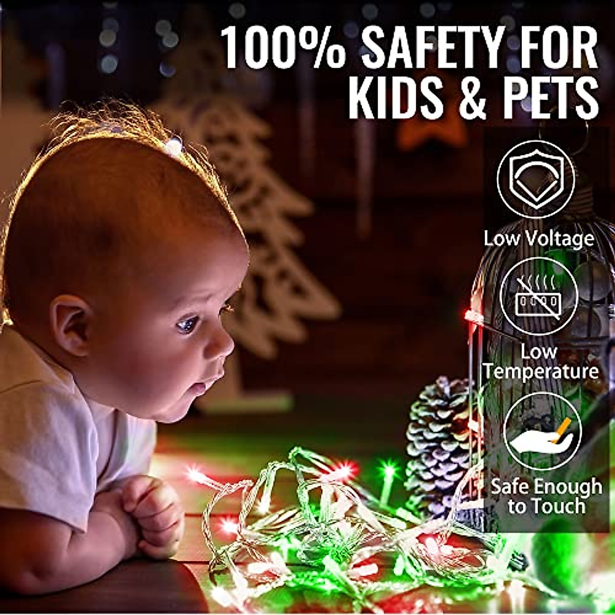 Heceltt Christmas Lights Outdoor, 197FT 500 LED Christmas Lights 8 Modes and Timer Memory Function Christmas String Lights Waterproof Plug in for Xmas Wedding Party Holiday Decor