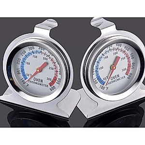 Cooking Thermometer, Dial BBQ Grill Cooker Oven Thermometer Frying Pan High Temperature Gauge Kitchen Baking Tool - Silver