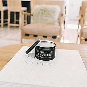 River Birch Candles Leather Scented Candle | Premium, All-Natural, Non-Toxic, Soy Candles | 8 oz. Black Matte Tin Travel Candle | Cozy Relaxing Gifts for Home