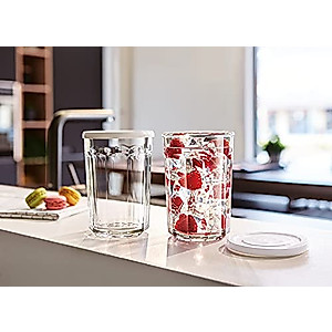 Luminarc Arc International Working Glass Storage Jar/Cooler with White Lid, 21-Ounce, Set of 4