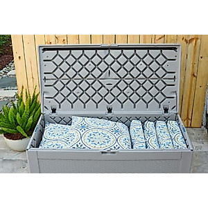 Rubbermaid Outdoor Deck Box, Extra Large, Weather Resistant, Gray for Lawn, Garden, Pool, Tool Storage, Home Organization