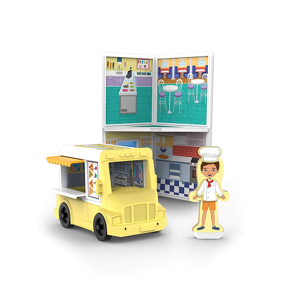 Melissa & Doug Magnetivity Magnetic Tiles Building Play Set – Pizza & Ice Cream Shop