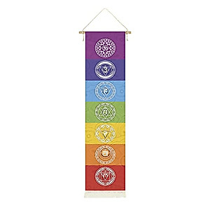 Hanging Poster Canvas Wall Art Banner For Meditation 7 Chakra Mandala Yoga Painting | Wall Hanging Yoga Tapestry Decoration With 1 Tassel Decor Tapestry Decoration For Meditation Studio Room