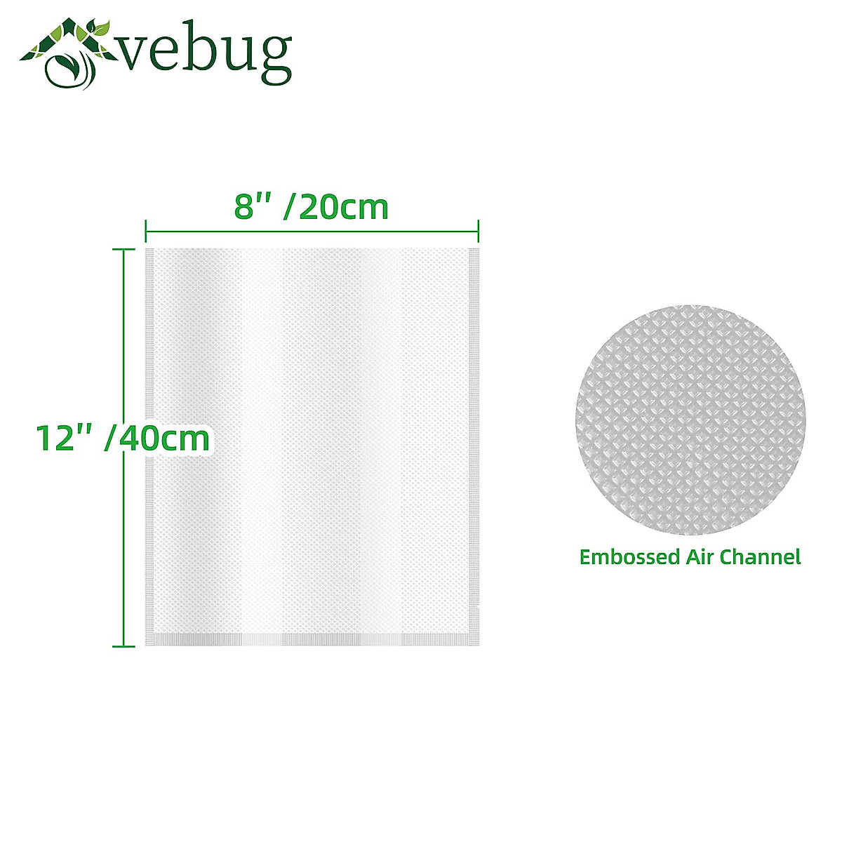 VEBUG Vacuum Sealer Bags Quart Size 100 Pack 8" x 12" Seal a Meal BPA Free Heavy Duty Commercial Grade Great for vac storage Meal Prep or Sous Vide