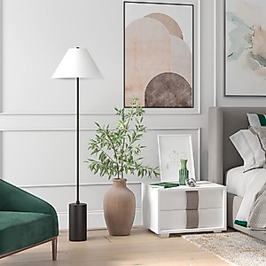 Somerset 64" Tall Floor Lamp with Fabric Shade in Blackened Bronze/White