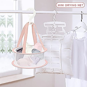 Mini Mesh Shower Dry Basket, Hanging Drying Net, Bath Organizer Storage for Makeup Brush, Beauty Sponge Blender, Windproof Airing Drip Dryer Rack for Bathroom, Laundry (Pink)