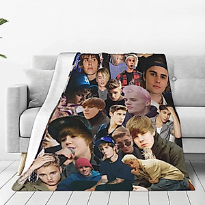 Singer Justin Blanket Throw Blanket Soft Plush Travel Blanket for Bedroom Living Room Couch Office All Season Gift for Women Men Girls Boys 50"x40"