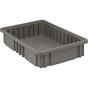 Quantum Storage DG92035GY Dividable Grid Storage Container, 16-1/2" L x 10-7/8" W x 3-1/2" H, Gray (Pack of 12)