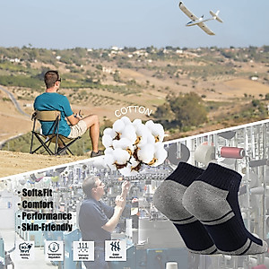 Ortis Cotton Moisture Wicking Mesh Ventilating Running Cushion Low Cut Socks for Men 10 Pack(Nave Blue XL)