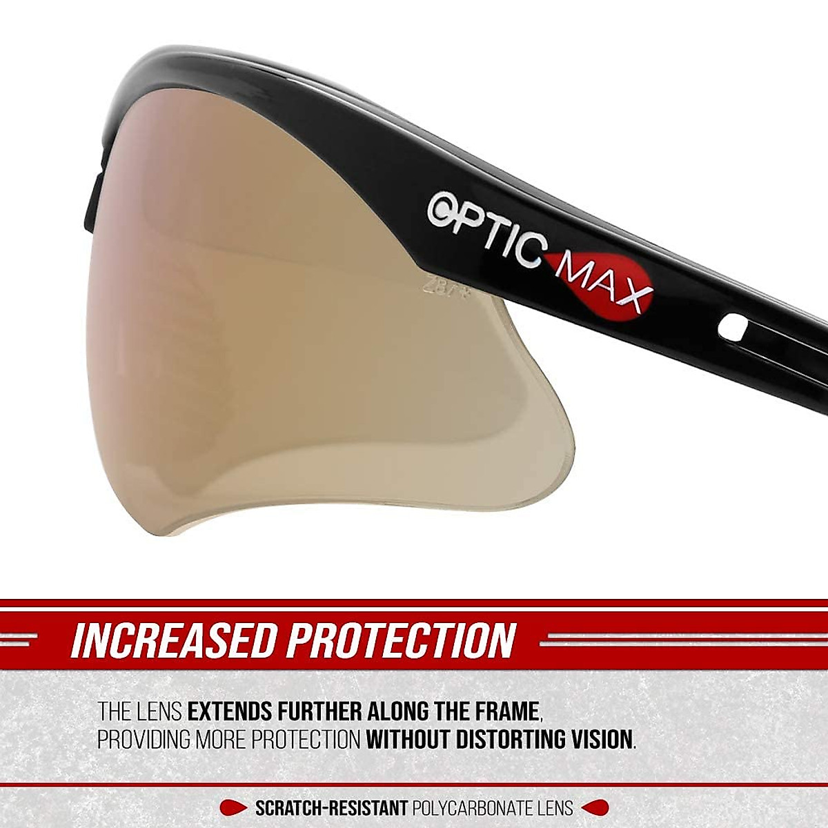 Optic Max Safety Glasses Scratch Resistant Lens Flexible Frame, 12 Pairs