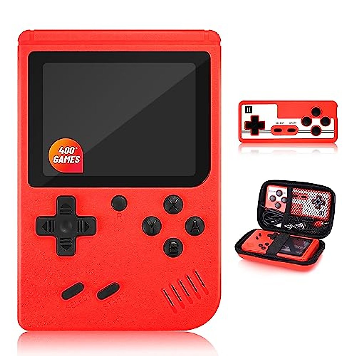 Retro Handheld Game Console with 400 Classical FC Games 3.0 Inches Screen Portable Video Game Consoles with Protective Shell Handheld Video Games Gameboy Support for Connecting TV & Two Players(Red)