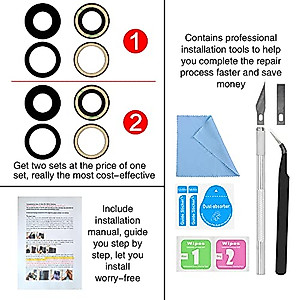 2PCS ASDAWN Back Camera Lens Glass Replacement for iPhone 11 6.1 Inches with Pre-Installed Adhesive, Rear Camera Lens Glass Replacement with Installation Manual + Repair Tool Set
