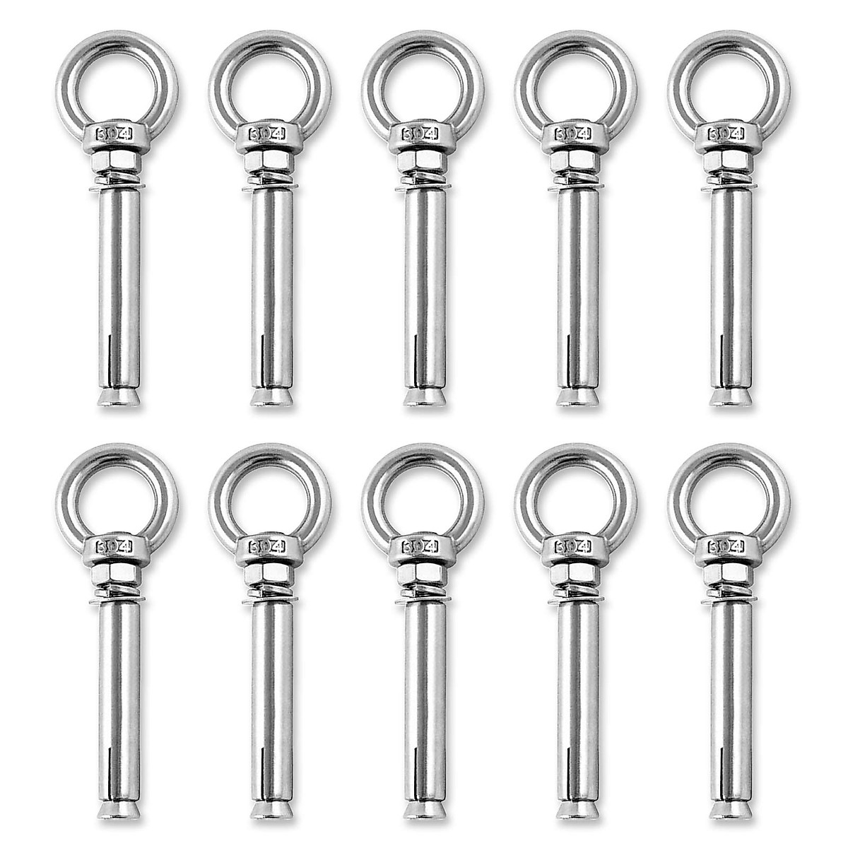 Shoulder Eye Bolts, Heavy Duty Eyebolts Stainless Steel Wall Concrete Anchors Screw Expansion Bolts with Nuts Eye Hooks Fastener for Ceiling Concrete Masonry