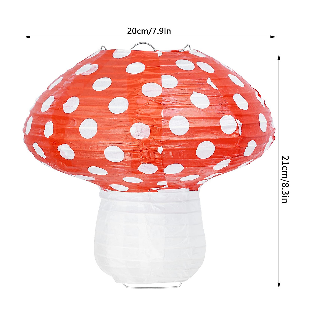 3pcs Mushroom Shaped Paper Lanterns 3D Foldable Hanging Lanterns Halloween Ornament Backdrop for Jungle Wonderland Theme Birthday Wedding Party Fairy Baby Shower Garden Decor (Red, 7.9 inch)